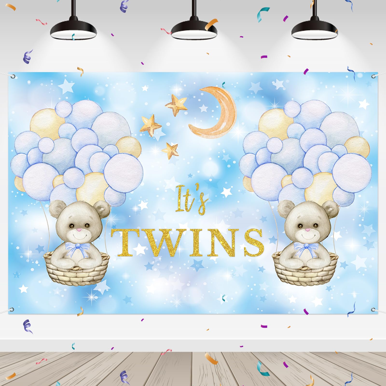 Amazon.com : WeBenison Bear It's Twins Backdrop Twins Birthday ...