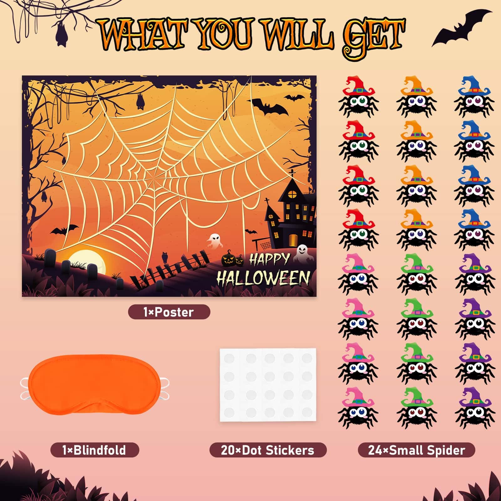 Snapklik.com : Pin The Spider On The Web - Halloween Party Games For ...