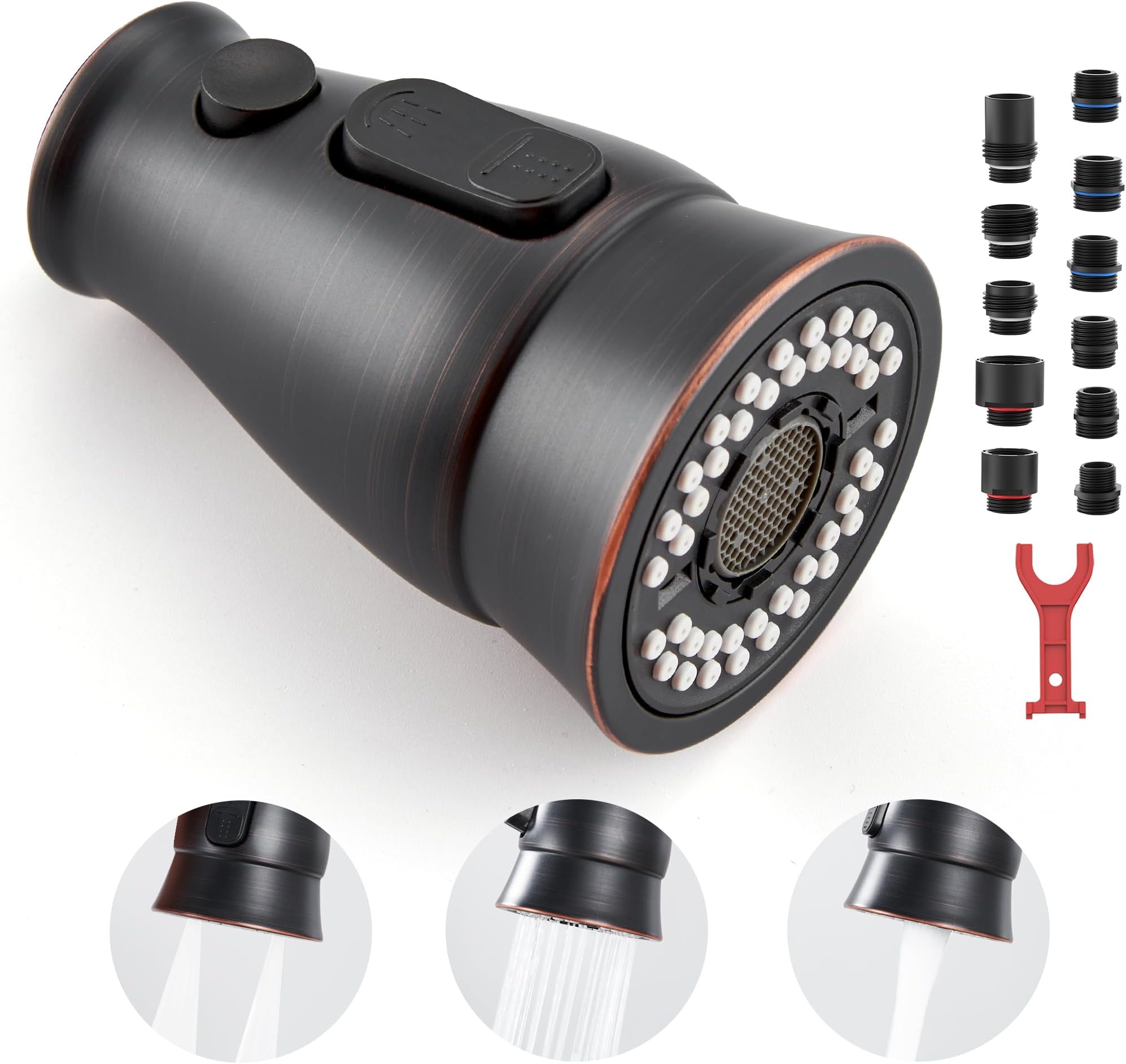 Amazon.com: WOWOW Kitchen Faucet Head Replacement, 3 Function Pull Down ...