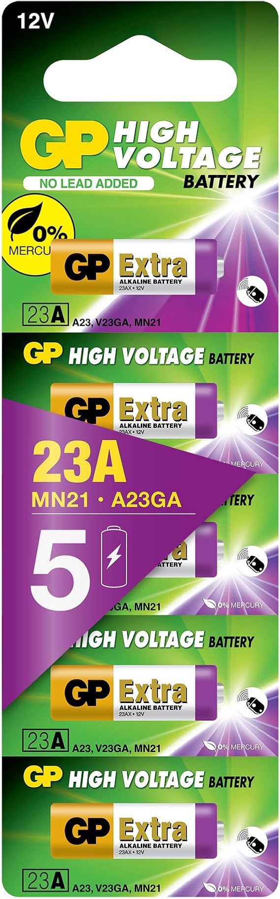 MN21 12V battery Alkaline Batteries Pack of 5 (also known as 23A / 23AE ...