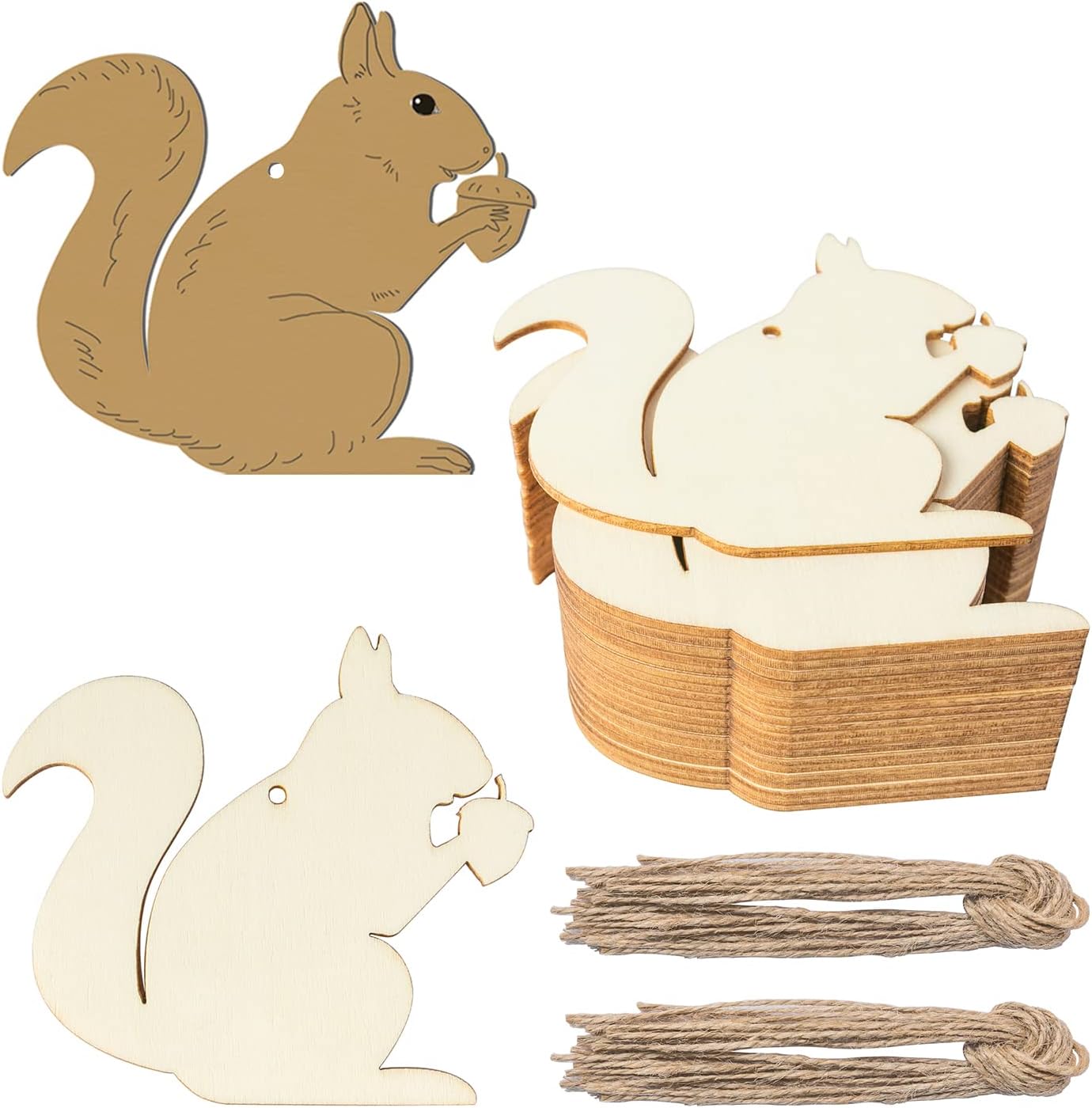 Amazon.com: Wooden Animal Slices Squirrel Shaped Blank Wood Pieces ...