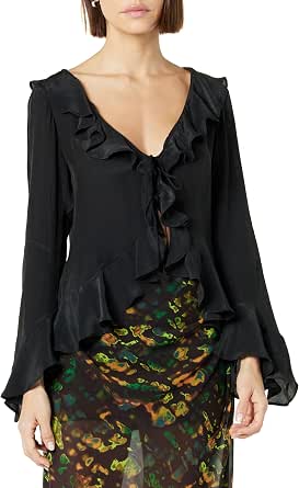 Amazon.com: The Drop Women's Ruffle Tie-Front Top : Clothing, Shoes ...