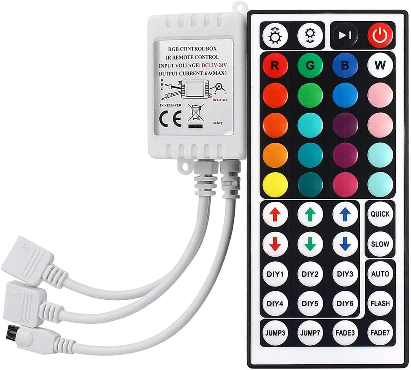 ENQIMAOYI 44 Keys LED Lights Remote Control,Dual Outputs 4 Pin 2 Ports ...