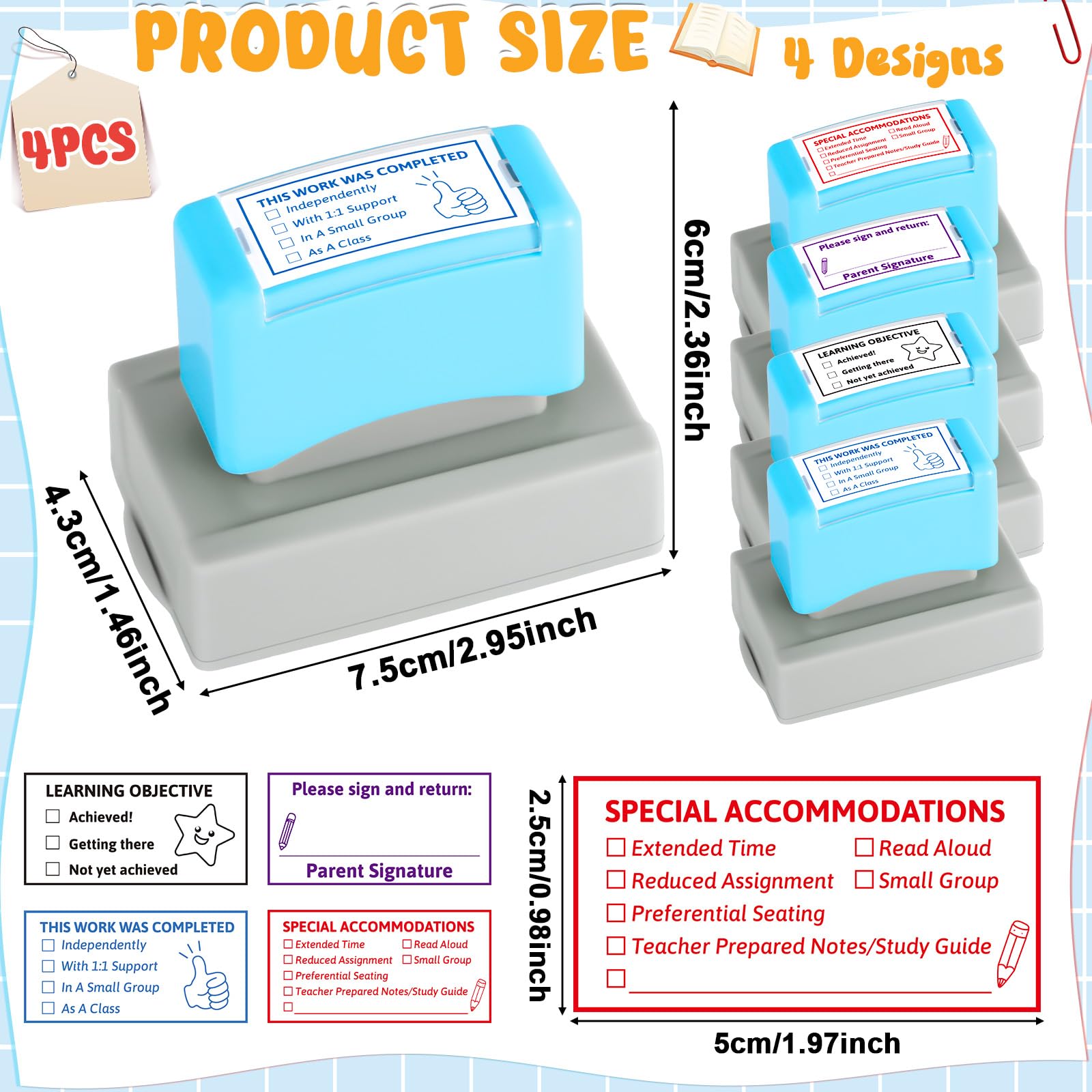 Snapklik.com : 4PCS Teacher Stamps For Classroom Self-inking ...
