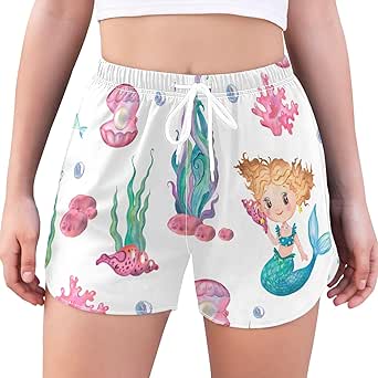 Women's Athletic Shorts with Pockets Liner Running Workout Mermaid ...