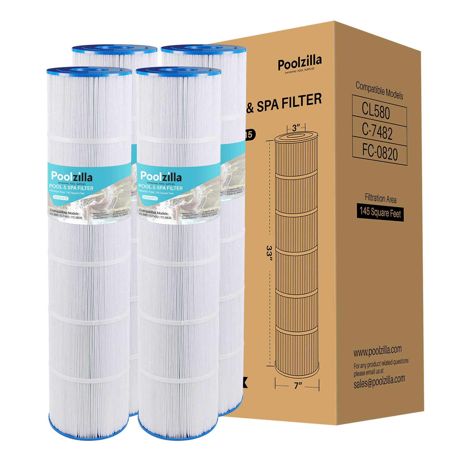 Amazon.com: Poolzilla 4 Pack Pool Filter Cartridge Replacement for ...