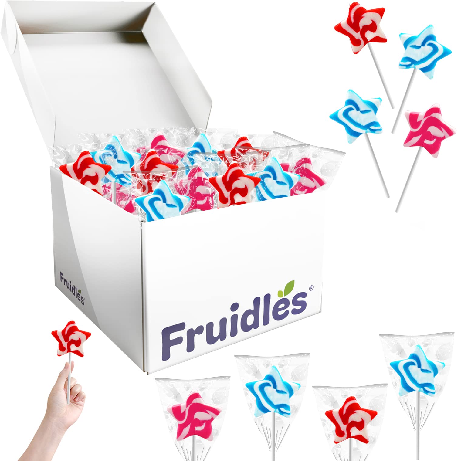 Snapklik.com : Fruidles Patriotic Star Swirl Lollipop Sucker Candy, USA ...