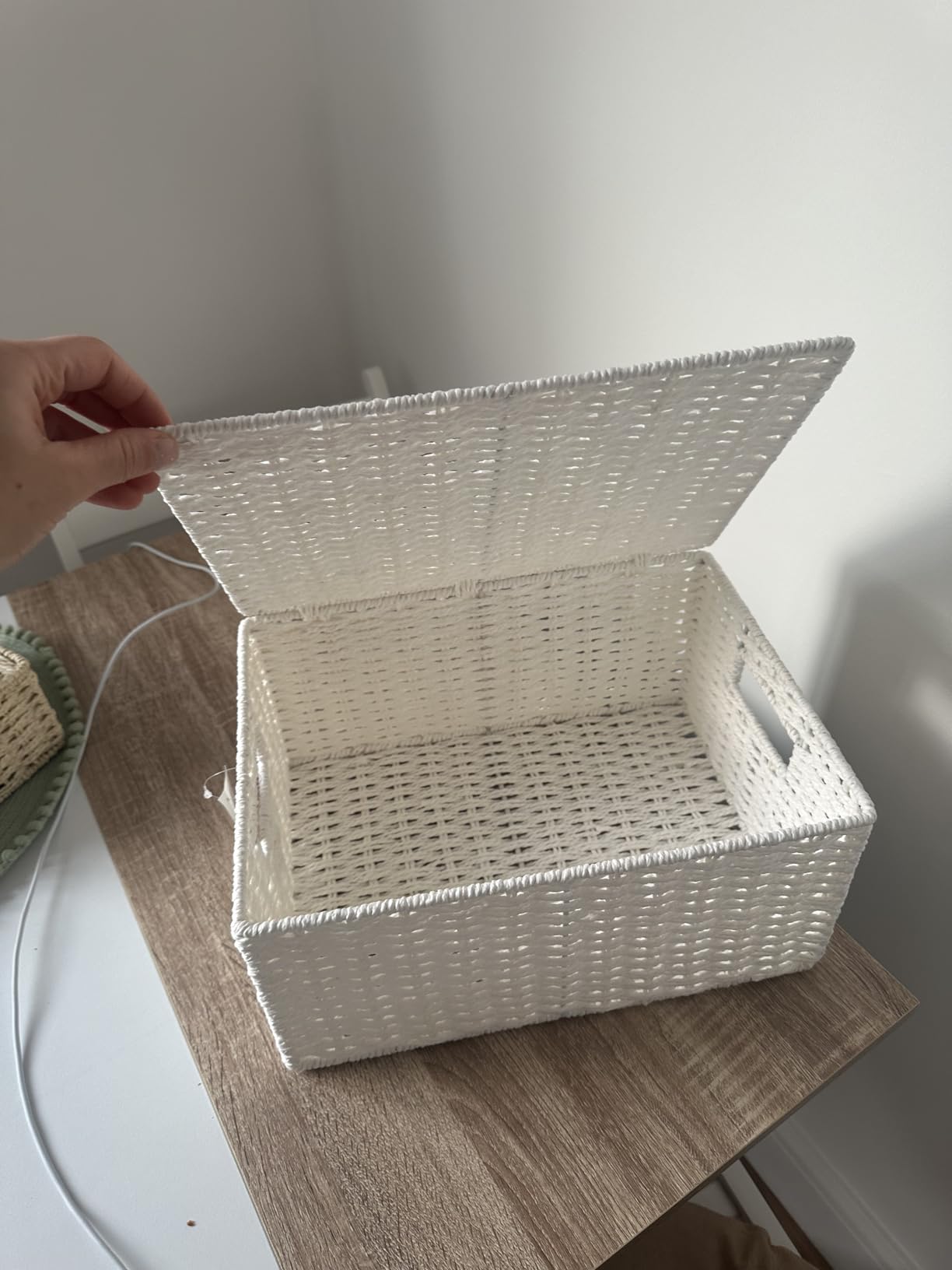Arpan Paper Rope Storage Basket Box With Lid - White (Xlarge) : Amazon ...