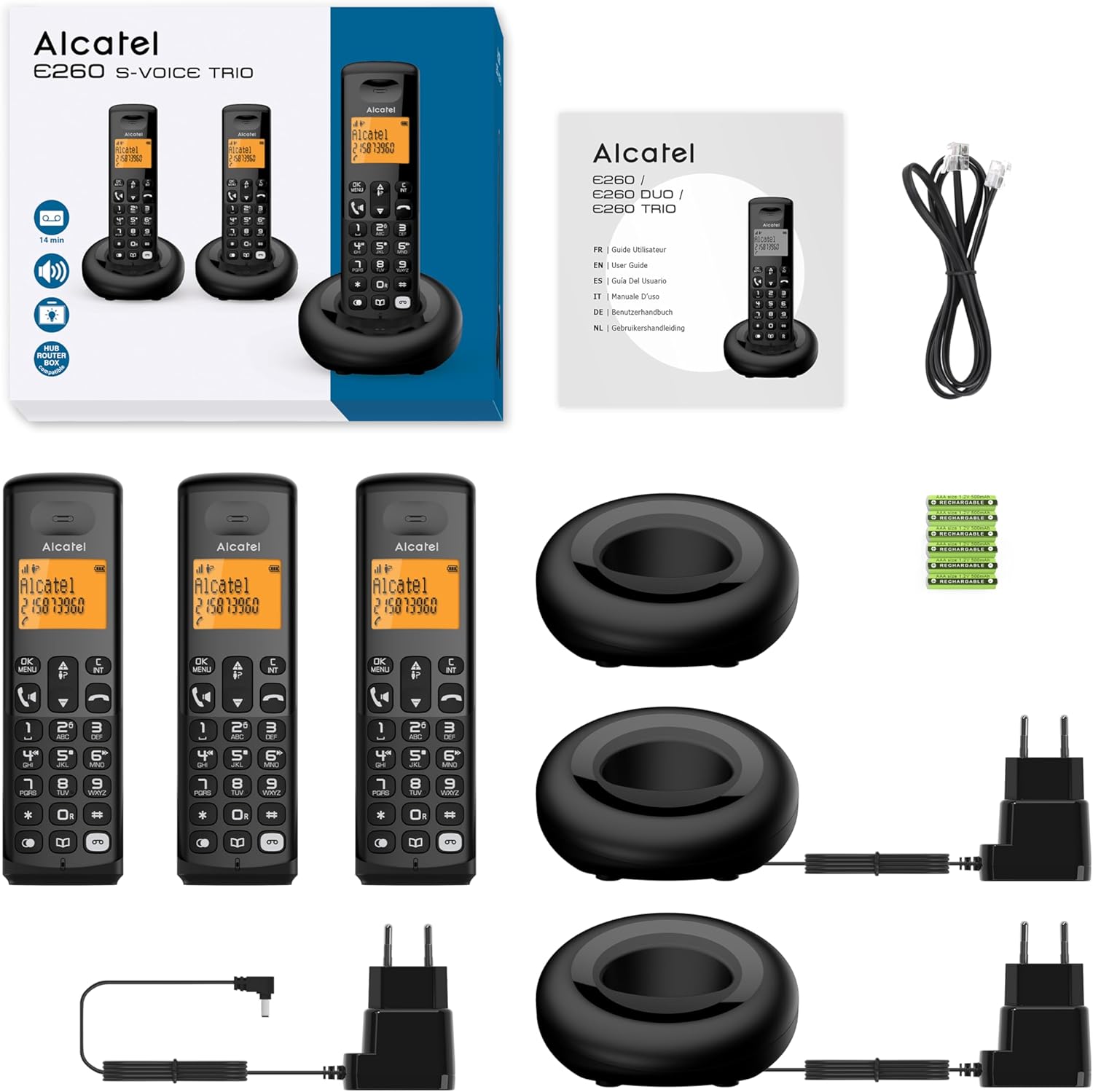 Alcatel E260 S. Voice Trio Cordless DECT Phone User Manual
