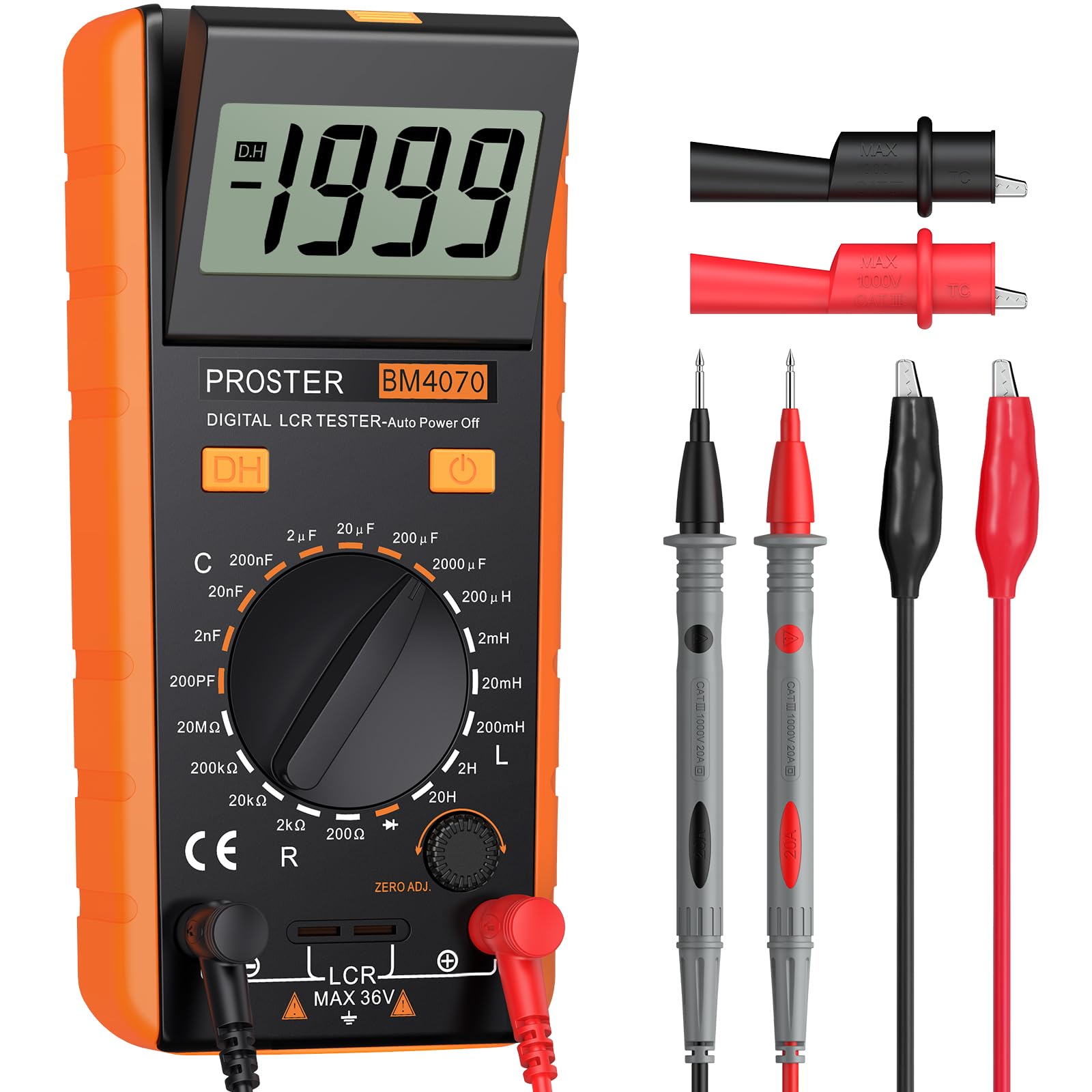 Proster LCR Meter LCD Tester Capacità Induttanza Resistenza Misuratore ...