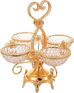 Amazon.com | BIENKA Fruit Bowl, 4-Grid High-End Glass Alloy Basket Dim ...