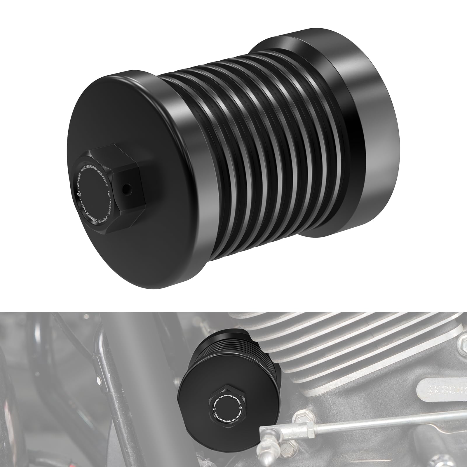 Amazon.com: NICECNC Black Recyclable Oil Filter Set Oil Filter for ...