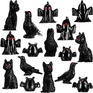Amazon.com: Wesiti 20 Pcs Mini Statue Decor Resin Black Cat Ghost Bat ...