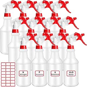 Amazon.com: Gerrii 12 Pcs Plastic Spray Bottles with Adjustable Nozzle and Label for Cleaning 24 ...
