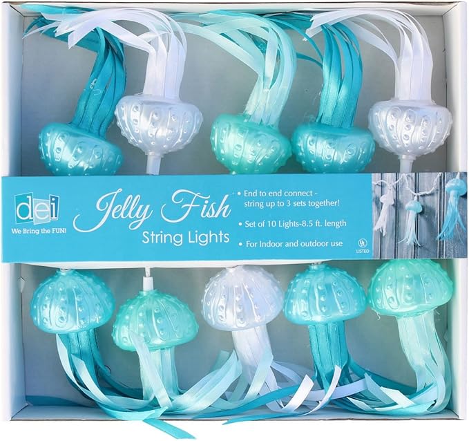 Amazon.com: Dennis East Nautical Pastel Jellyfish String Lights with ...