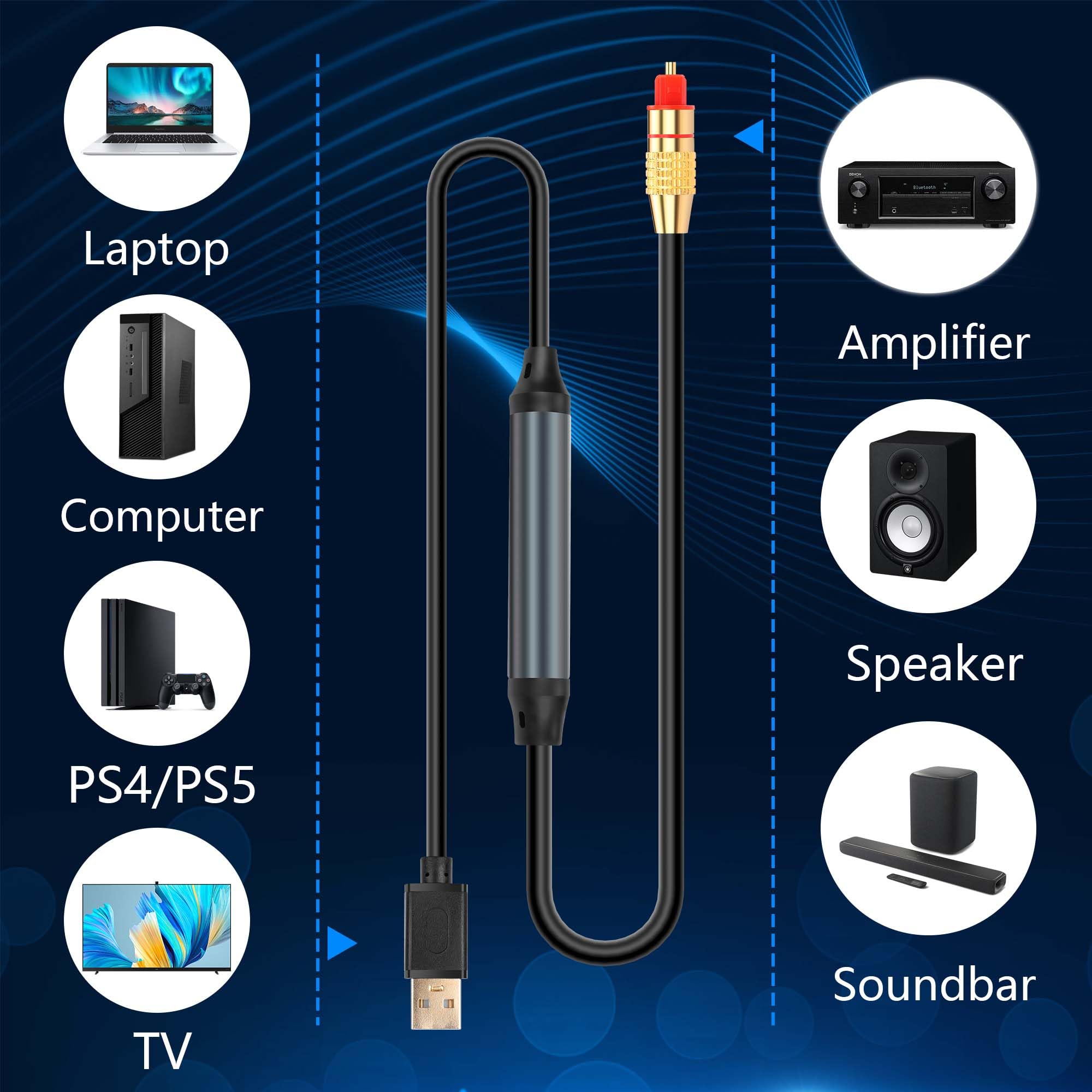 Snapklik.com : USB To Optical Audio Adapter USB A To Fiber Optic Audio ...
