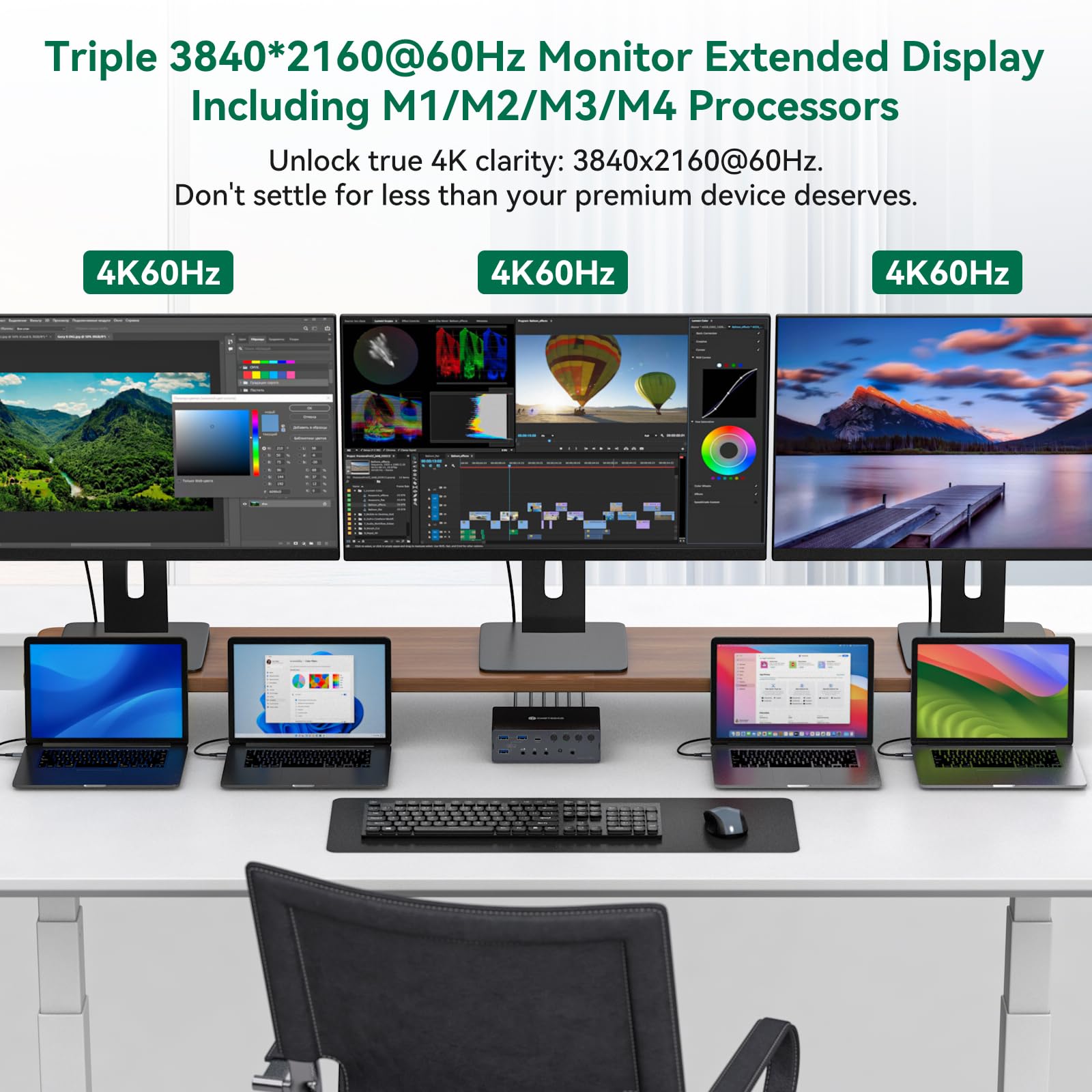 Snapklik.com : Thunderbolt 4 KVM Switch Docking Station For 3 Monitors ...