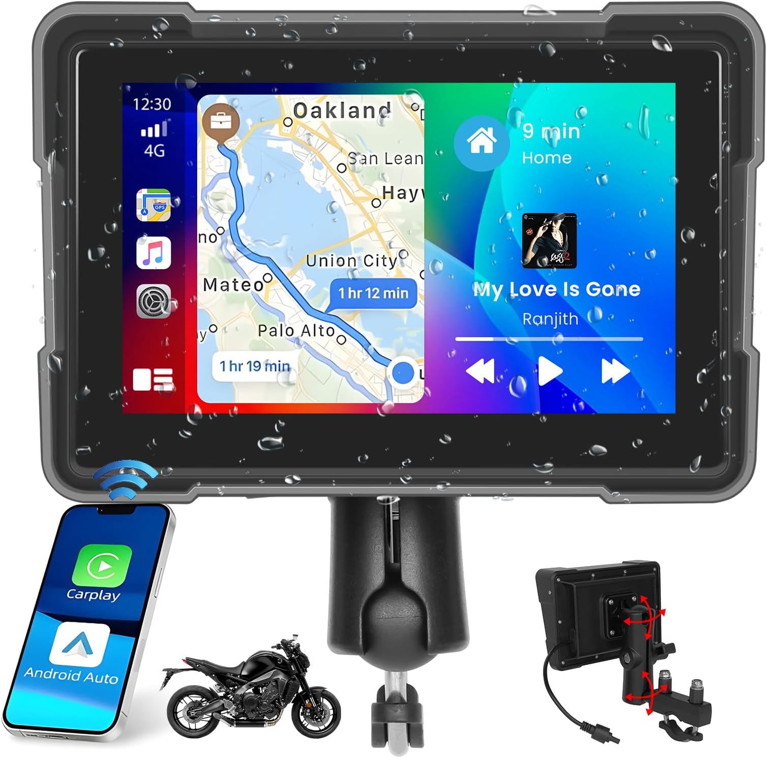 Carpuride W702 Pro Motorrad Carplay Bildschirm mit Gegensprechfunktion ...