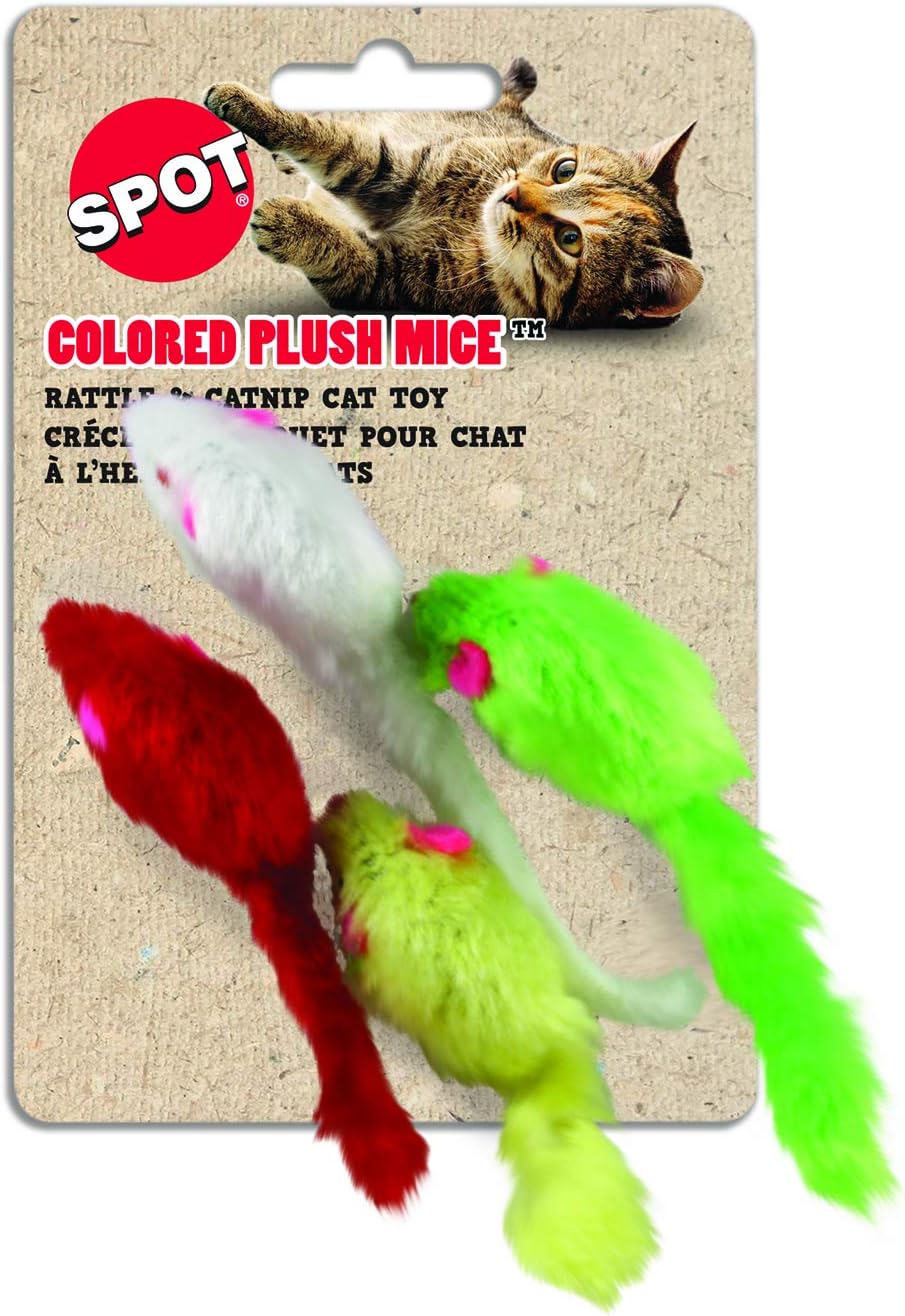 Amazon.com : SPOT Colored Plush Mice Cat Toy - Rattle and Catnip Toy ...