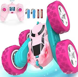 Pink Remote Control Car for Girls - RC Stunt Cars with 4WD Double-Sided ...