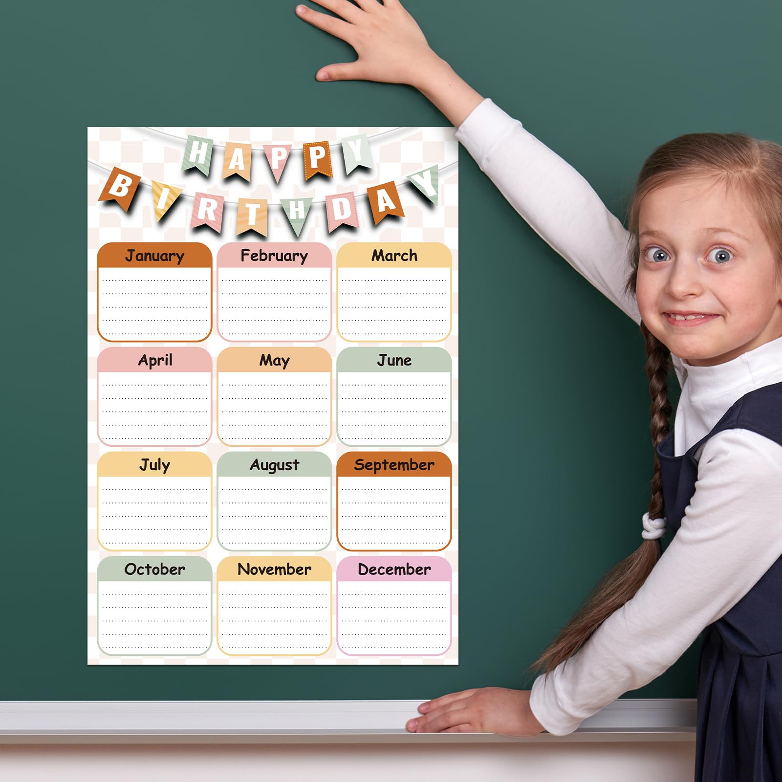 Boho Classroom Decor Happy Birthday Chart For Classroom Birthday Poster ...