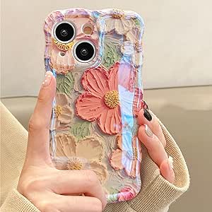 Amazon.com: UEEBAI Flower Case for iPhone 14 Case, Colorful Retro Oil Painting Girly Phone Cover ...