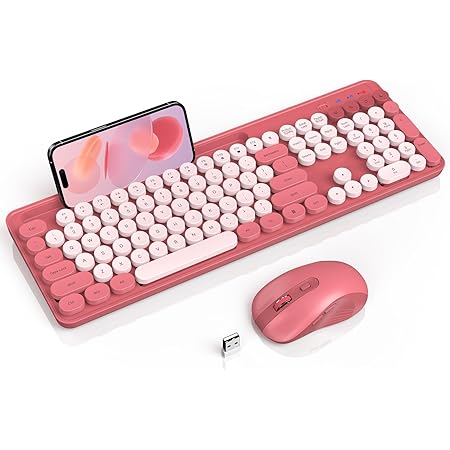 Amazon.com: Wireless Keyboard and Mouse Combo, Retro Round Keycap ...