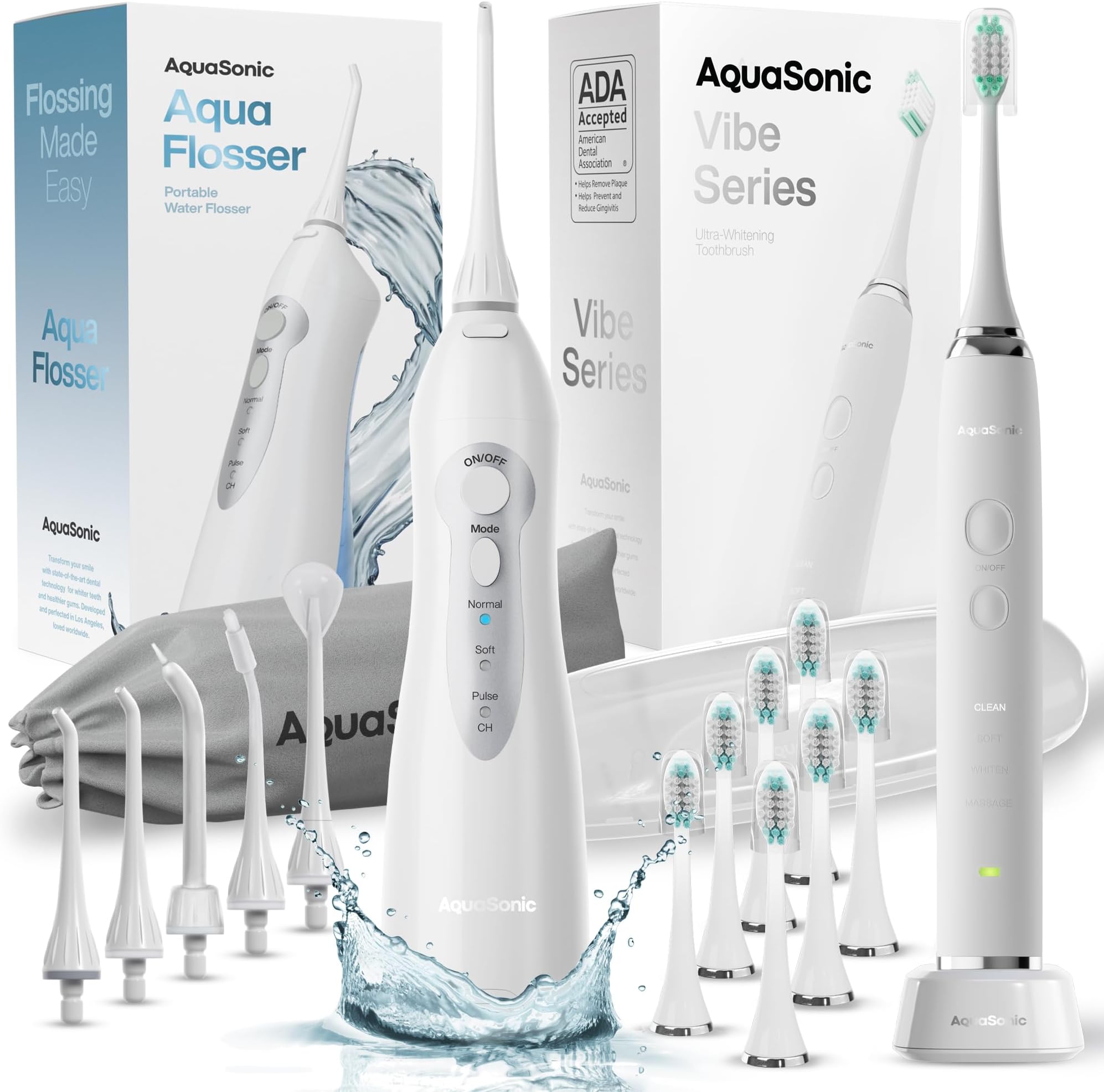 Amazon.com: AquaSonic Vibe Series and Aqua Flosser Bundle (Optic White ...