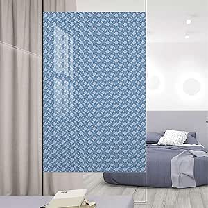 Amazon.com: Blue White Frosted Stained Glass Window Cling Leaf Design ...