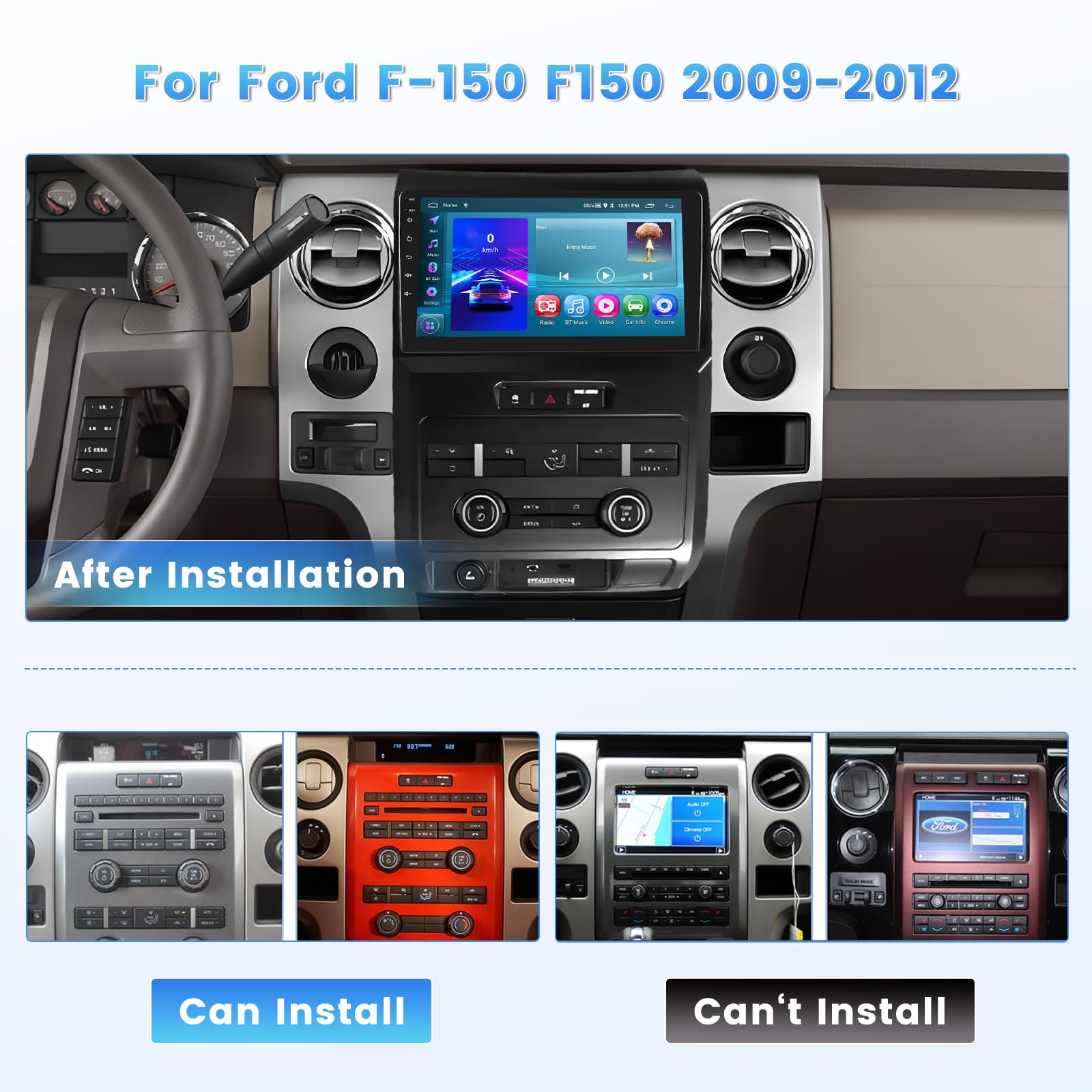 Snapklik.com : Roinvou 2G+64G Car Radio For Ford F150 F-150 2009 2010 ...