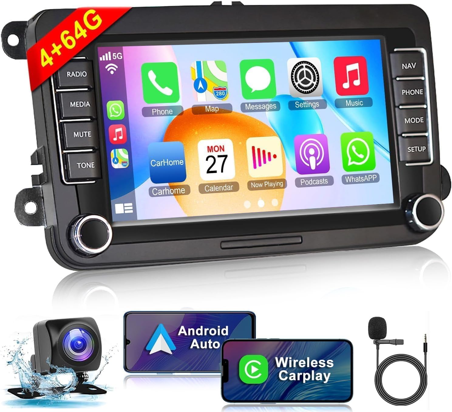 Amazon.com: (4G RAM 64G ROM) Car Radio for VW Passat MK5 MK6 Jetta Golf ...
