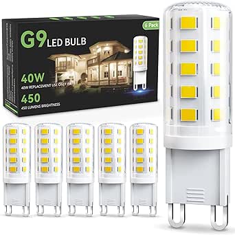 TJOY 6 Pack G9 LED Bulb 4000K Neutral White, T4 G9 4W Replacement for ...