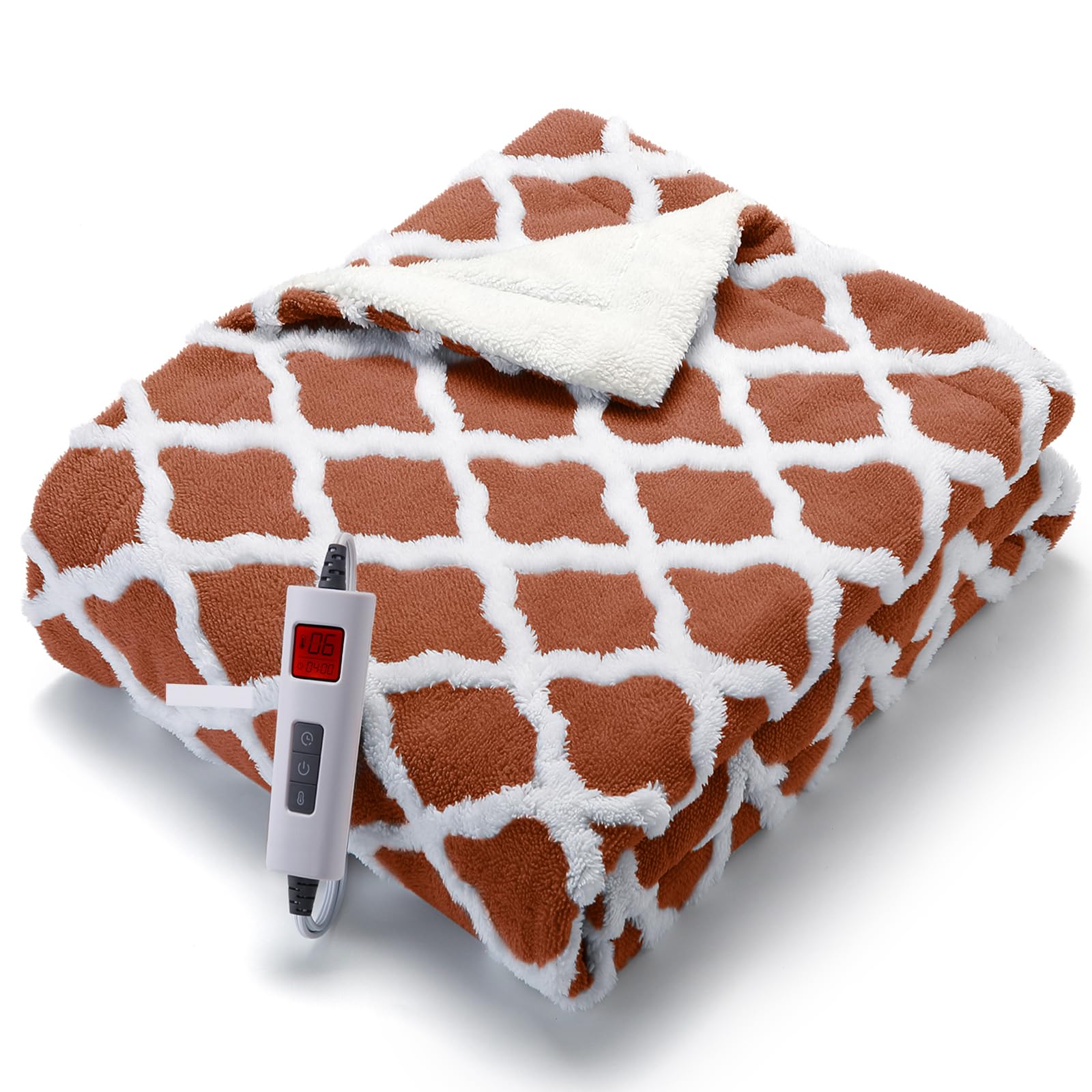 Amazon.com: Electric Blanket Heated Throw Size, Soft Sherpa Heating ...