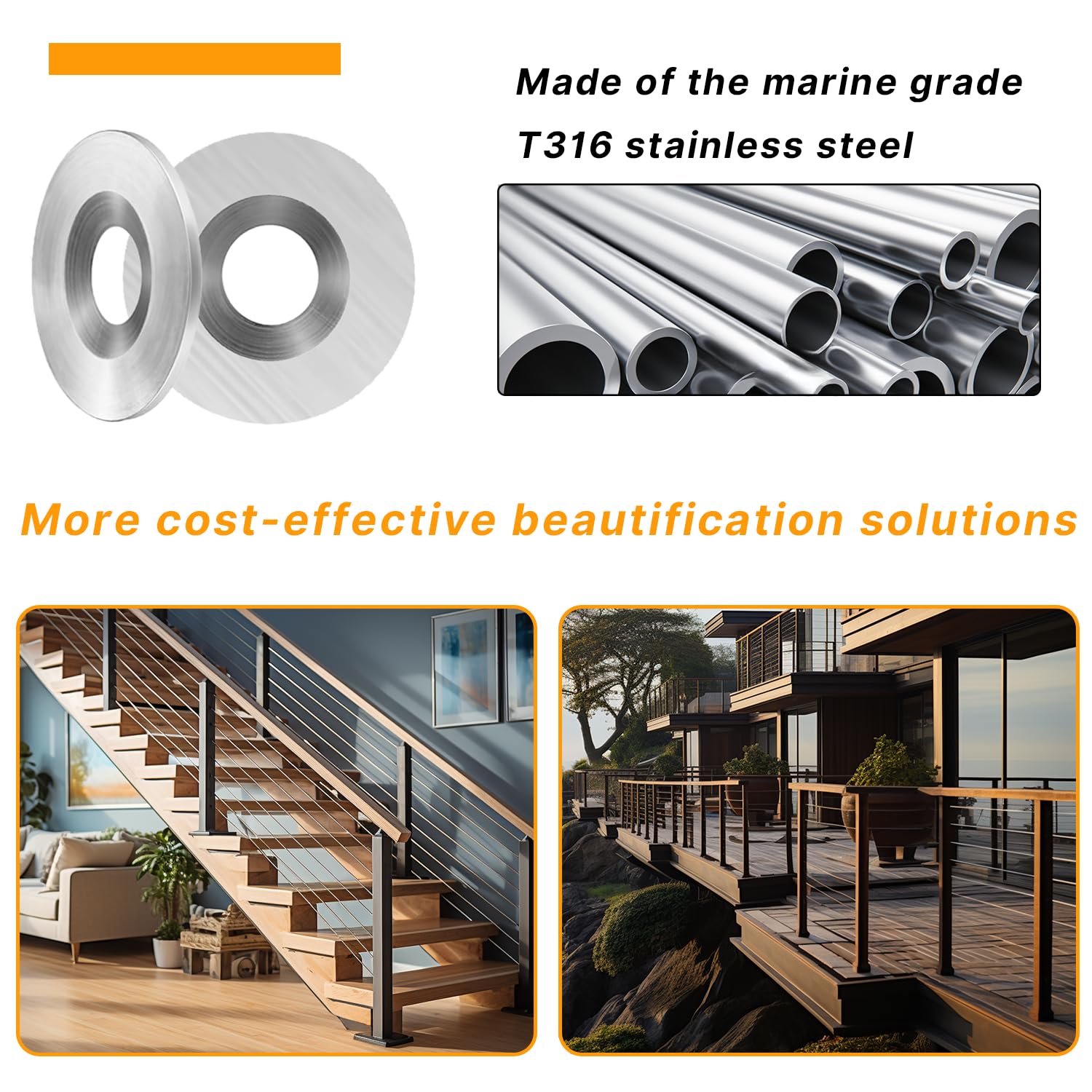 Snapklik.com : 20Pack Cable Railing Kit Adhesive Sleeves For 1/8" 5/32 ...