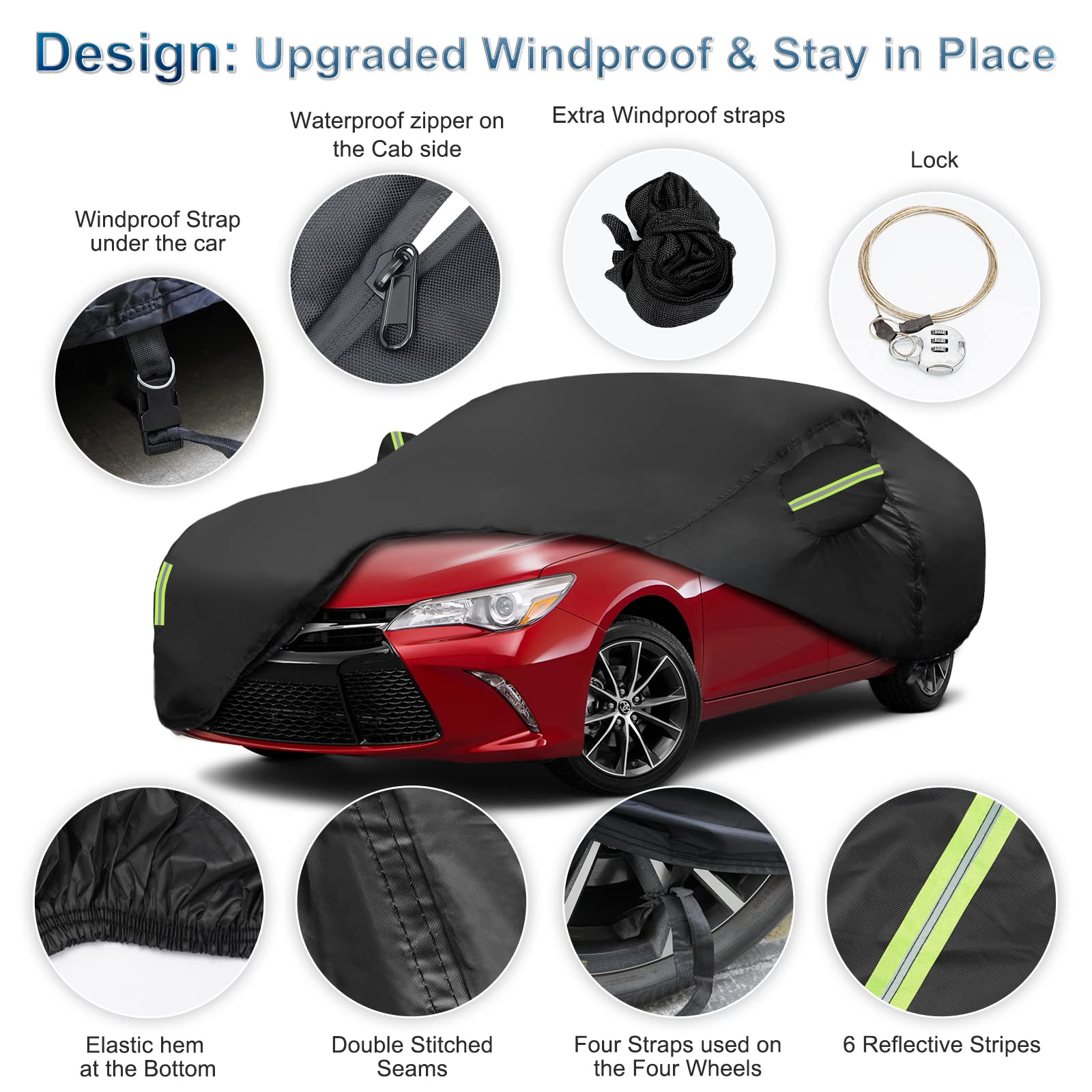 BIGACOVER Car Cover Custom Fit for Toyota Camry 1996-2023 All Weather ...