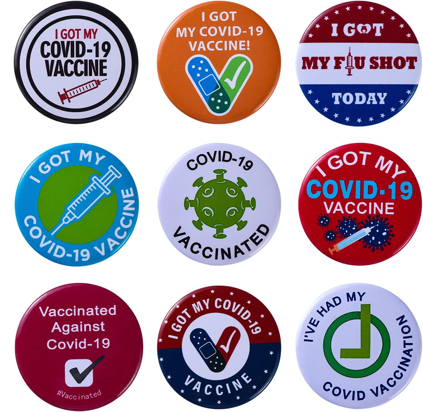 9 Pack Vaccine Button Pins, Vaccinated Recipient Notification,I Got ...