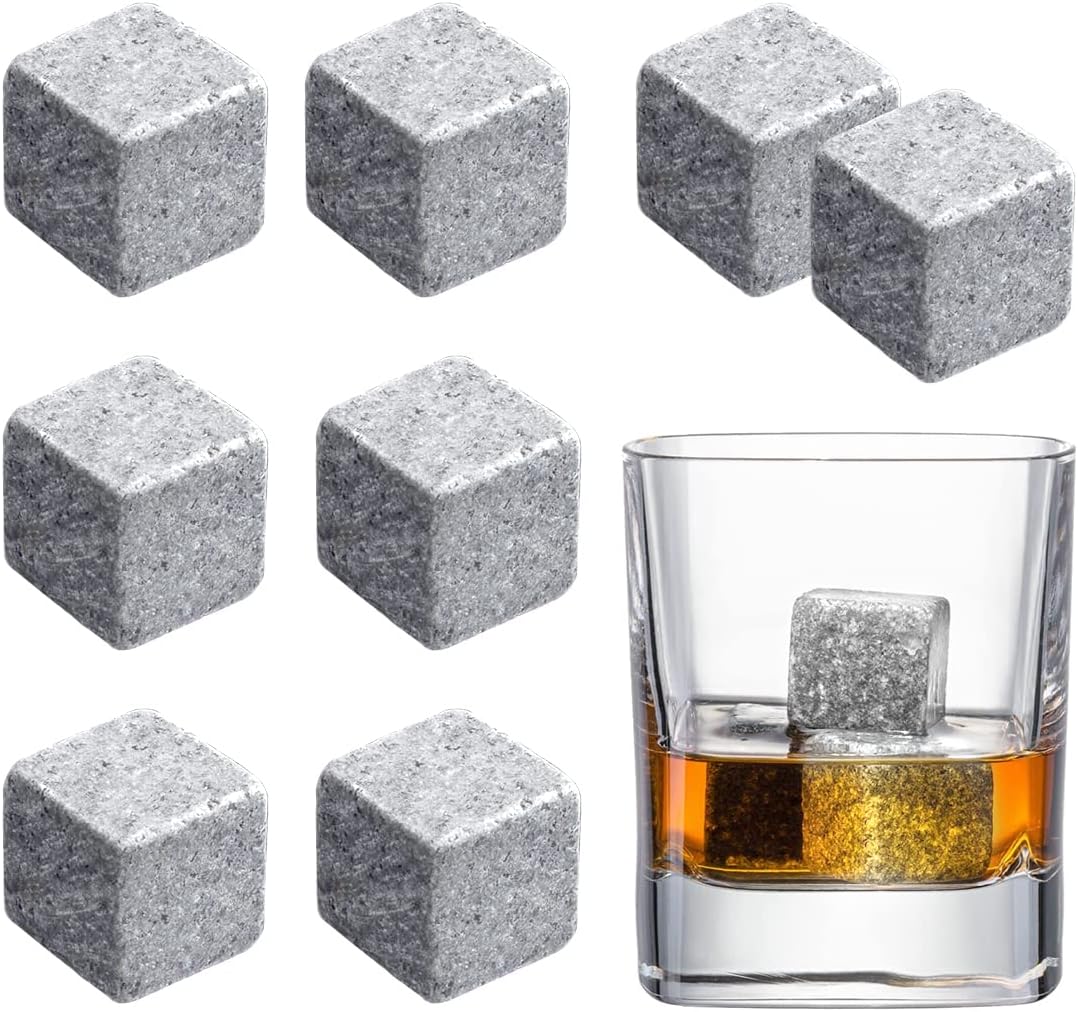 Whiskey Stones Set, 8 Pcs Chilling Stones Granite Stones for Whisky ...