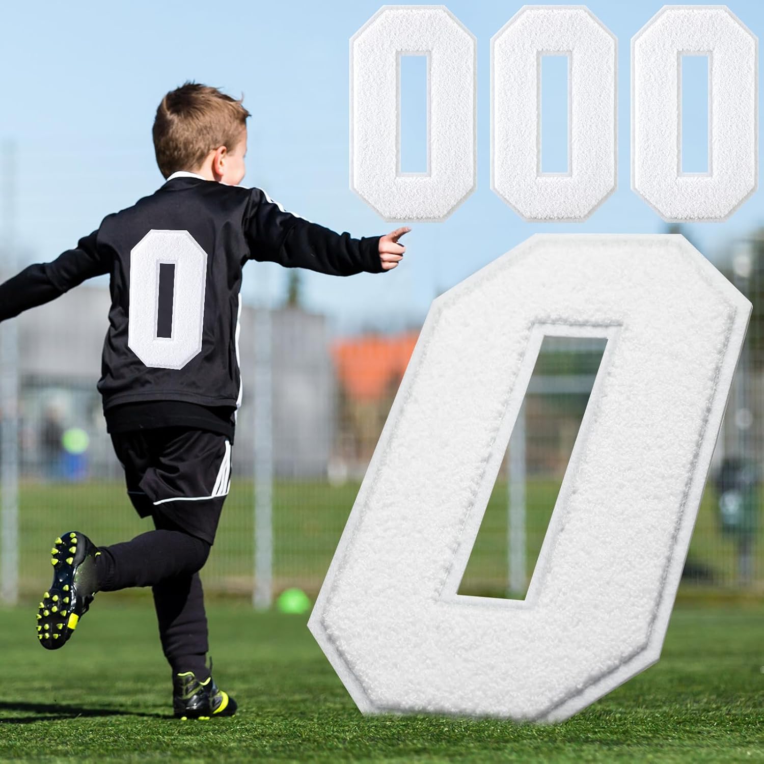 Amazon.com: Wavwavw 3 Pcs 9 Inch White Chenille Numbers Patches Self ...