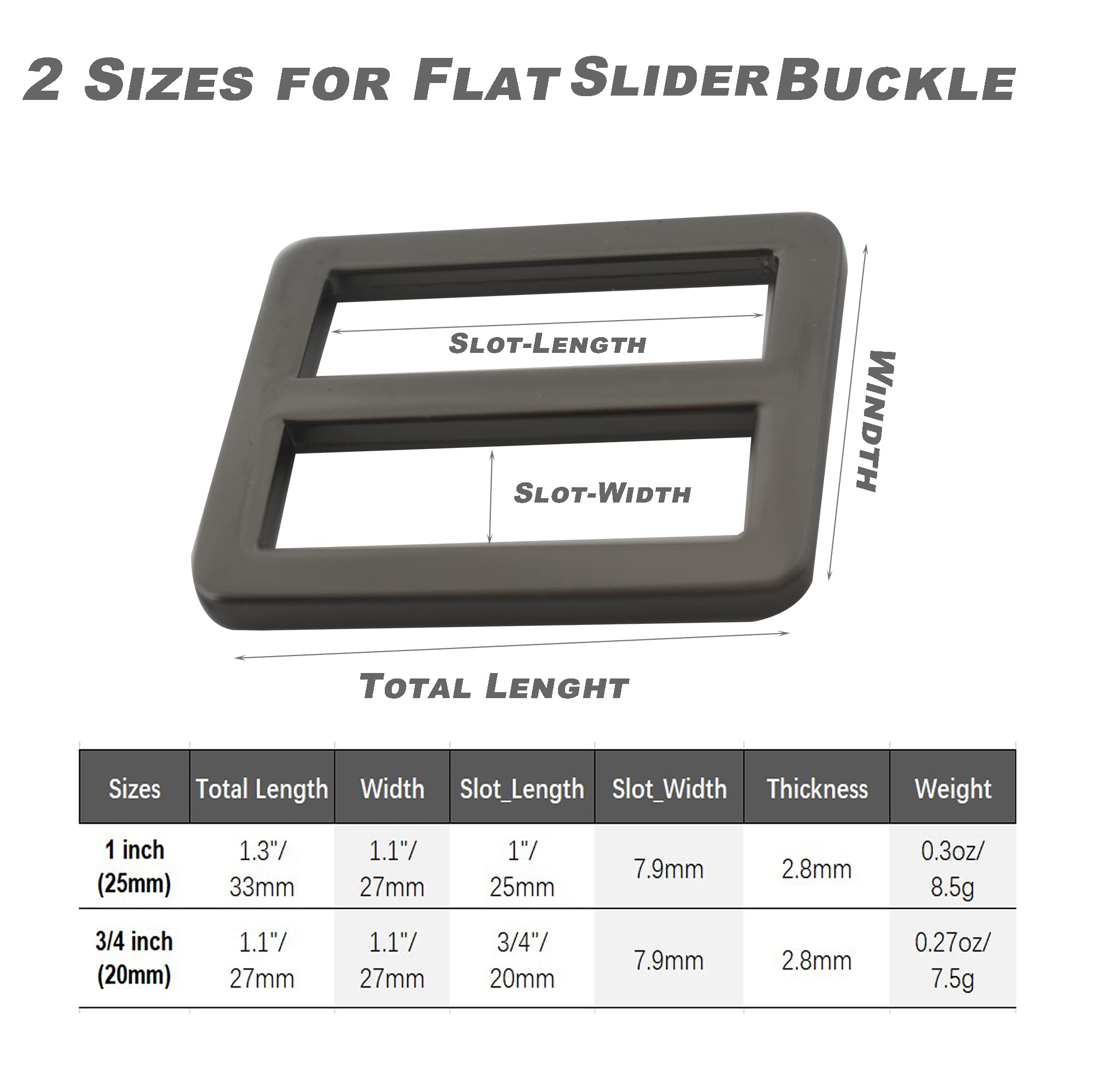 Snapklik.com : 10 Pcs 1 Inch Alloy Metal Flat Slider Buckle Dual Belt ...