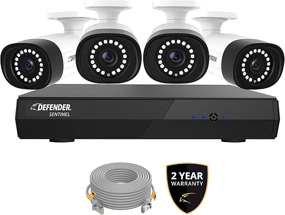 Defender Sentinel 4K Ultra HD Wired PoE Security Camera System with 1TB ...