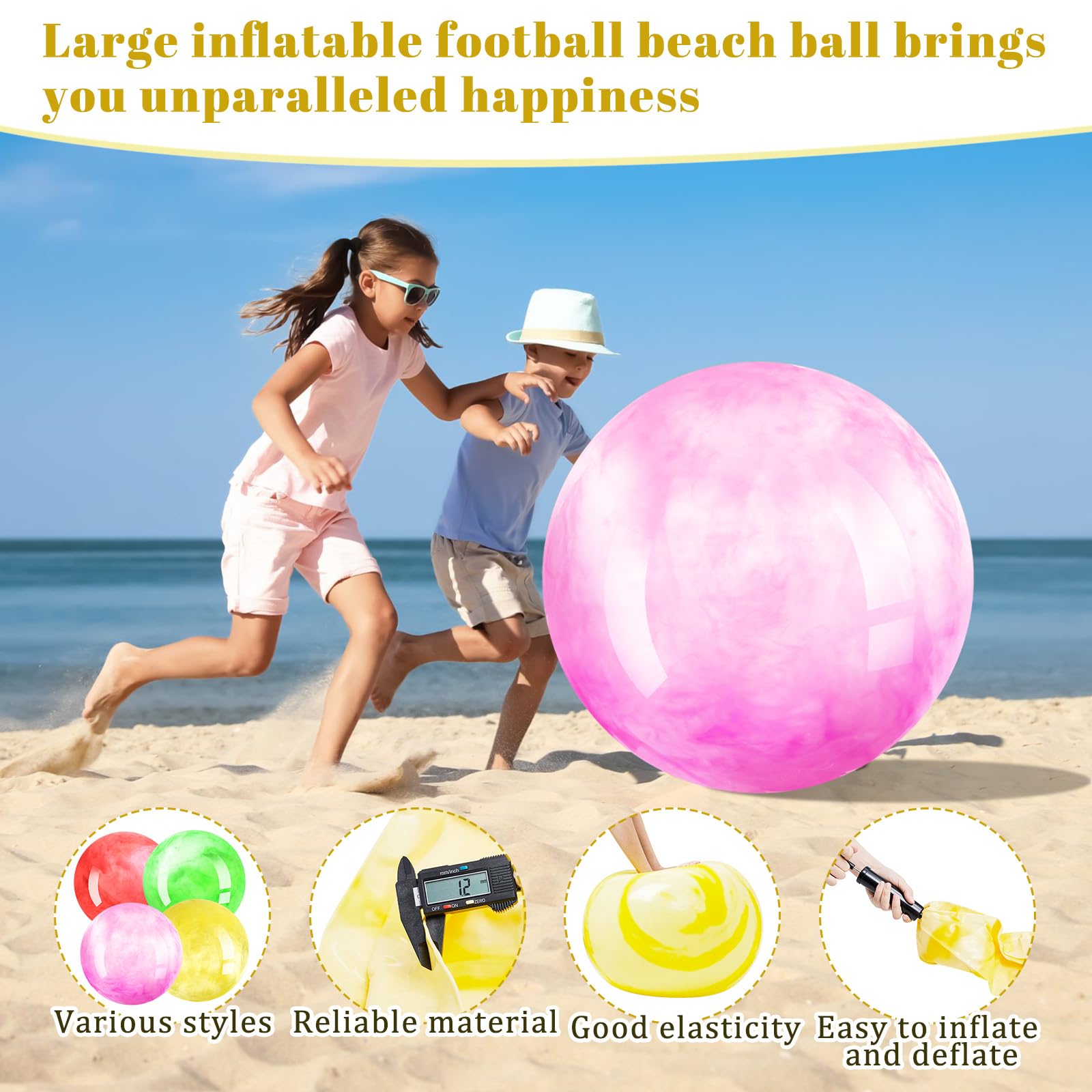 Snapklik.com : Meooeck 4 Pcs Inflatable Marbleized Big Bouncy Balls ...
