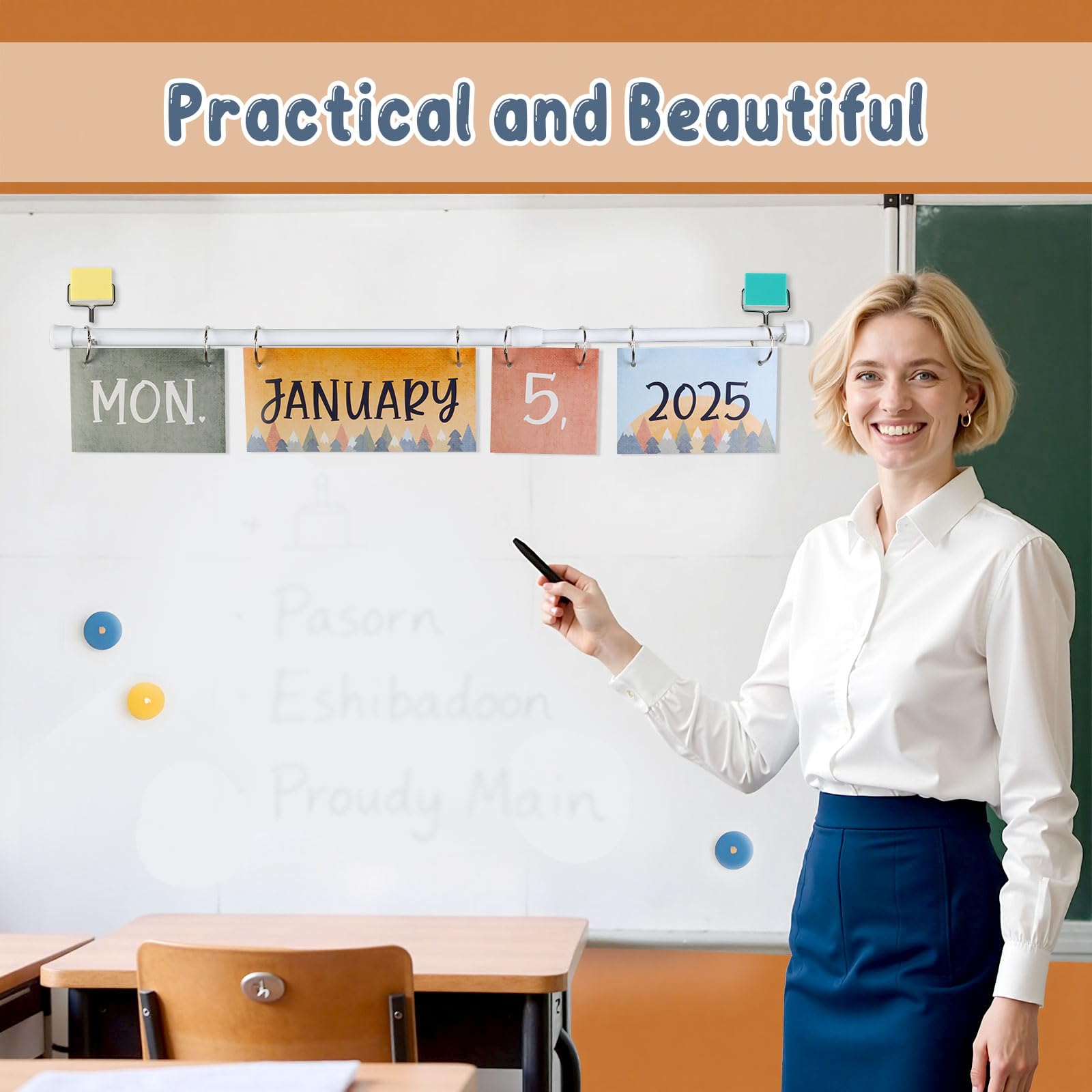 Chalkboard Calendar Mountain Theme Flip Calendar - Magnetic Classroom ...