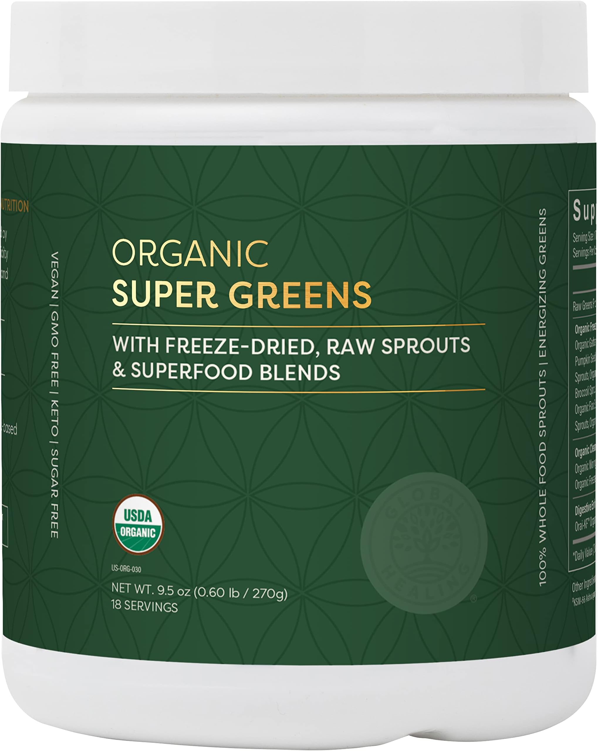 Amazon.com: Global Healing Organic Super Greens Powder Blend - Greens ...