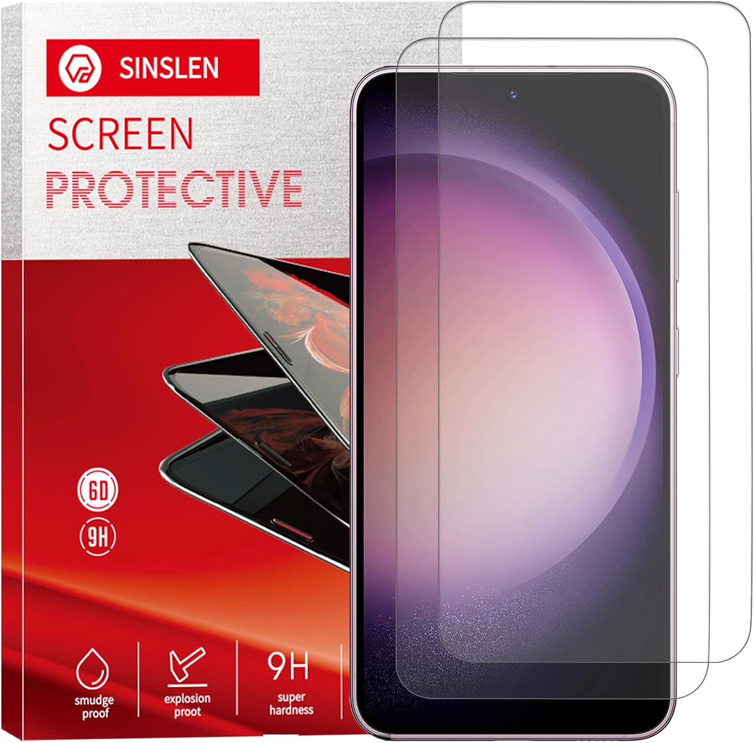 Sinslen Samsung Galaxy S23 Tempered Glass Screen Protector - Crystal ...