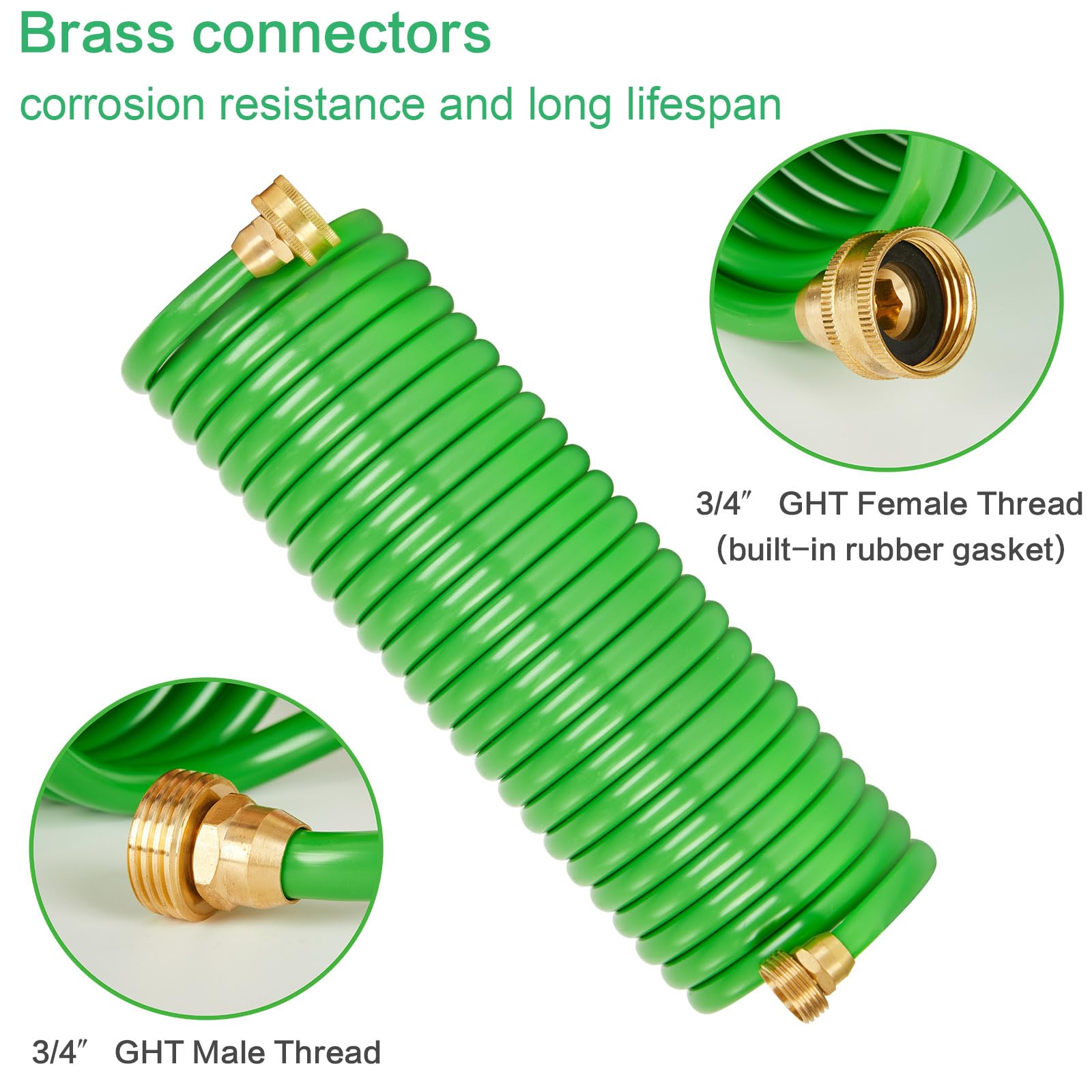 Snapklik.com : Coil Garden Hose 25ft, EVA Flexible Recoil Garden Hose ...