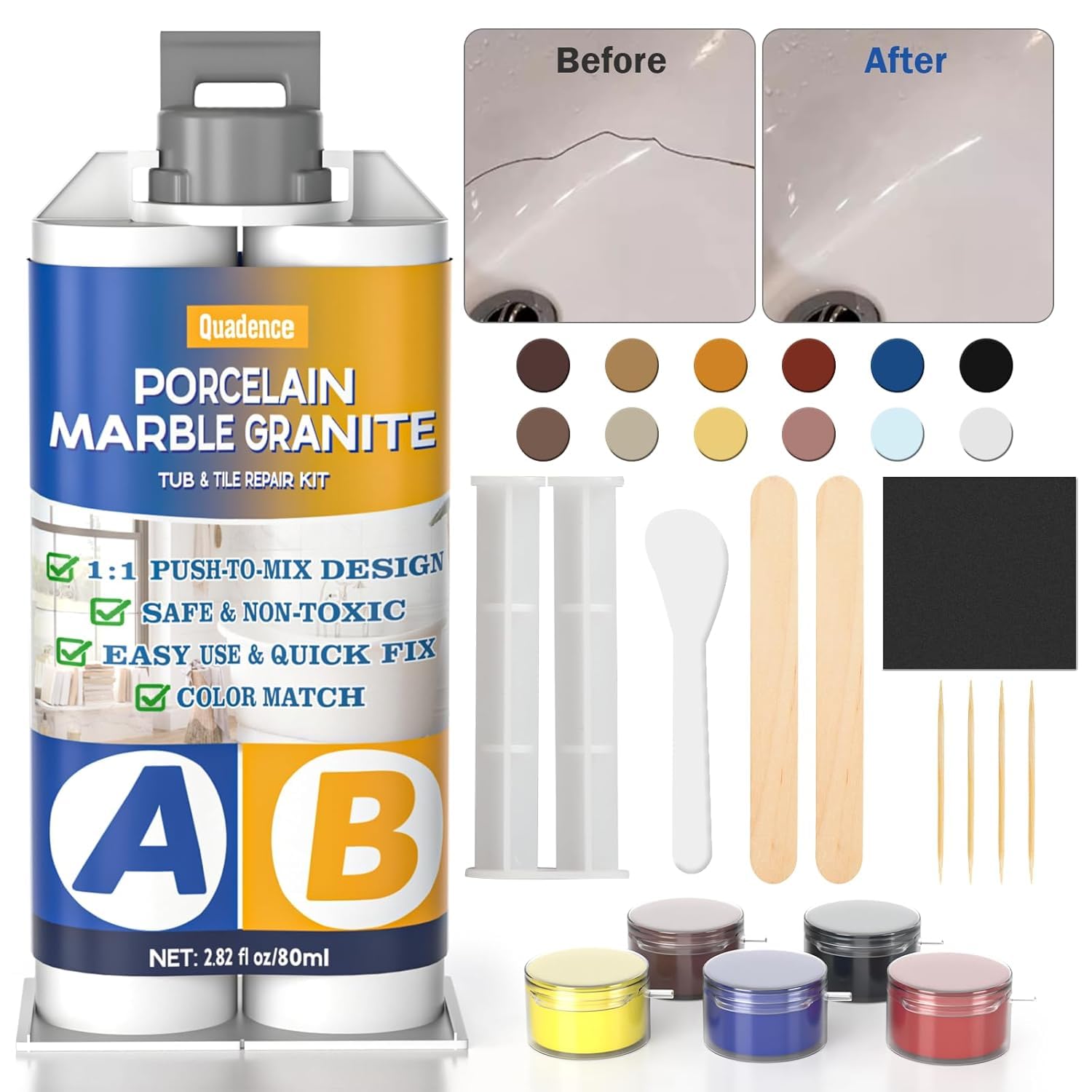 Tile Repair Kit, Quadence Bathtub Repair Kit Quartz Countertop Repair ...