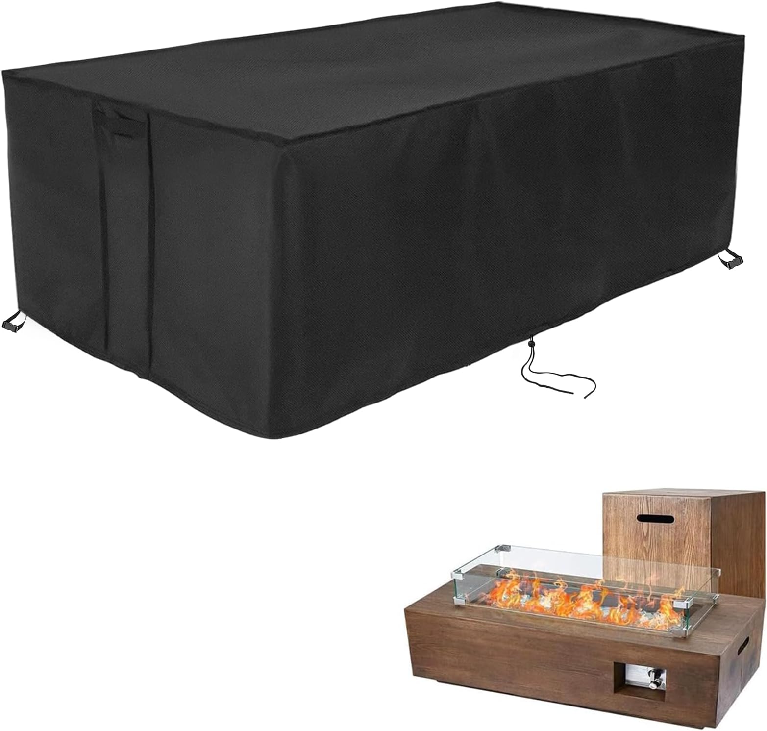 Amazon.com : Fire Pit Cover Rectangular,600D Heavy Duty Table Cover ...