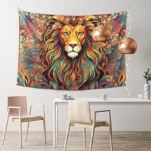 Amazon.com: FAMEMBERPERS Colorful Lion Tapestry Wild Animal African ...