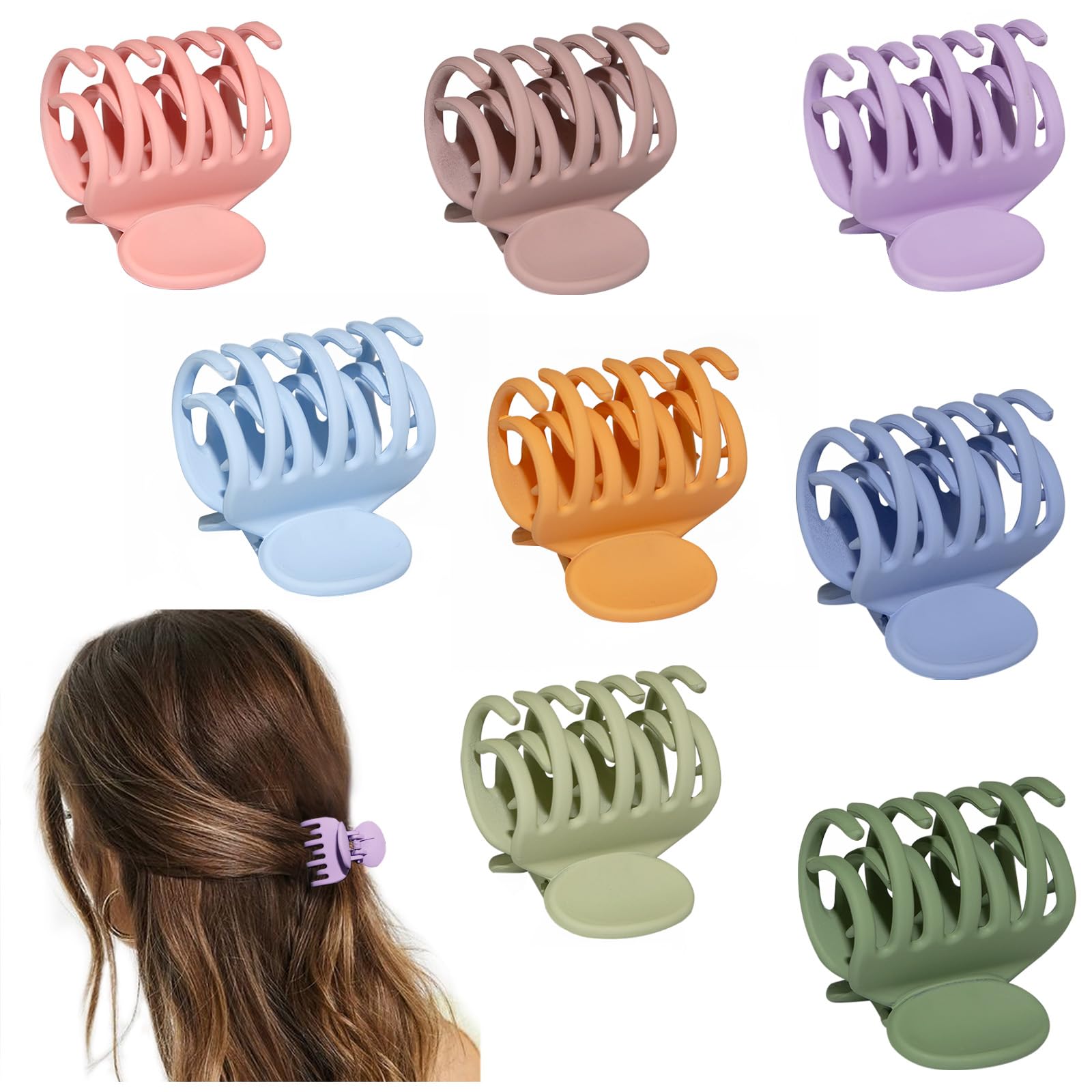 Amazon.com : Matte Medium Hold Claw Hair Clips with Double Row Teeth ...