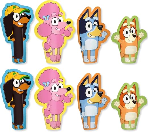 Amazon.com: Unique Bluey Die-Cut Paper Finger Puppets - (8 Pack ...